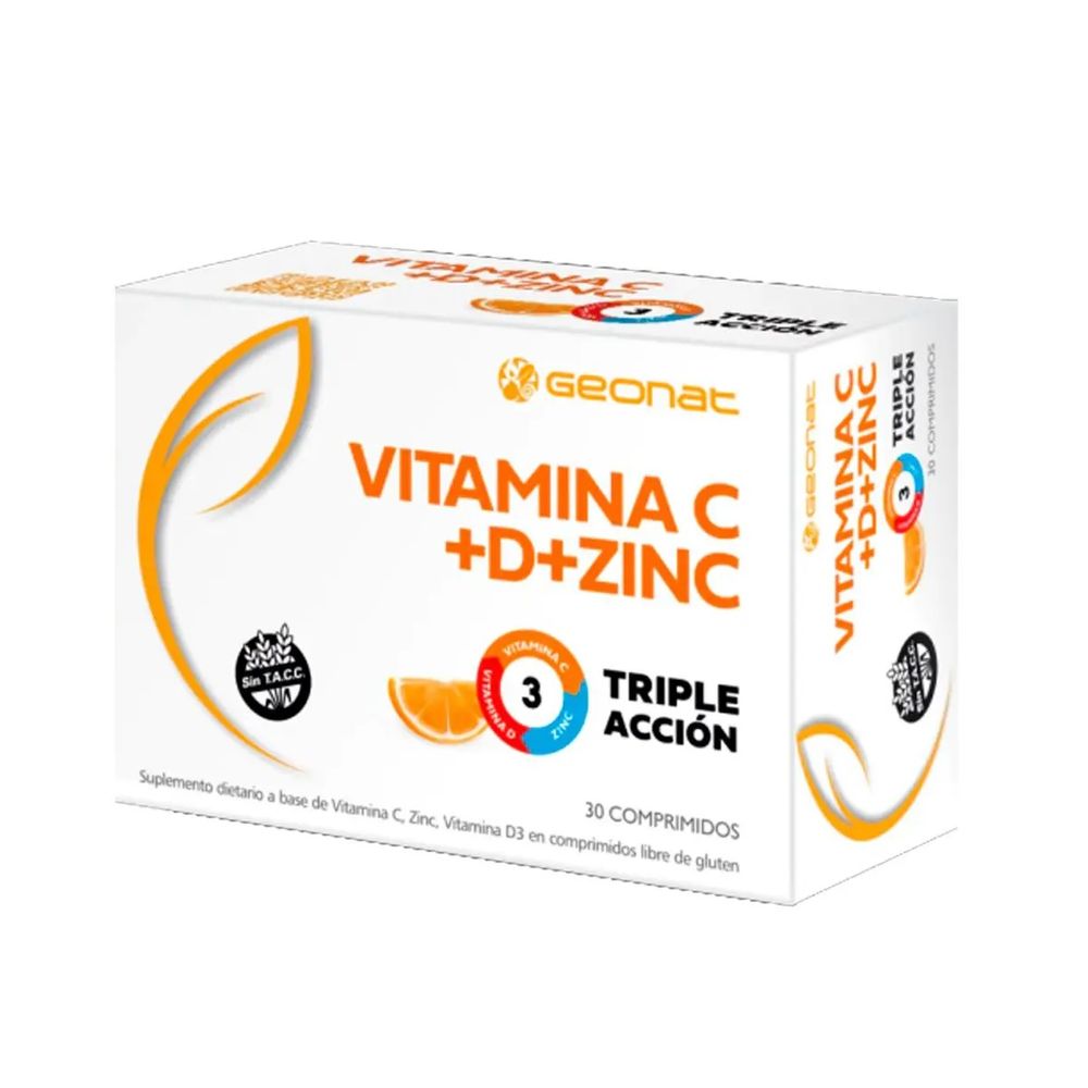 Vitamina C + D3 + Zinc Triple Accion Geonat 30 Comprimidos | Salud ...